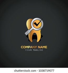 Gold Dental Tooth Check Vector Logo Stock Vector (Royalty Free ...