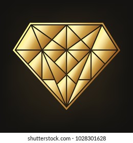 Gold Diamond Icon Vector Illustration Golden Stock Vector (Royalty Free ...