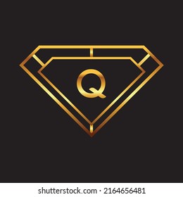 Gold Diamond Initial Q Logo Design Stock Vector (Royalty Free ...