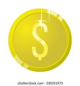 Gold Dollar Coin Vector Stock Vector (Royalty Free) 330331973 ...
