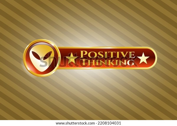 Gold Emblem Alien Icon Positive Thinking Stock Vector (Royalty Free ...