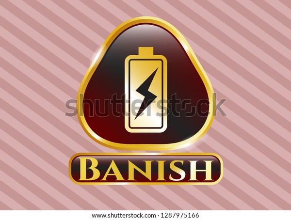 Gold Emblem Badge Battery Charging Icon Stock Vector (Royalty Free ...