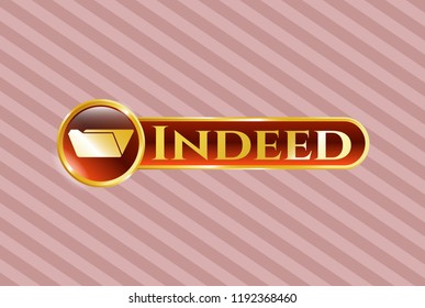 Gold Emblem Badge Folder Icon Indeed: vector de stock (libre de ...