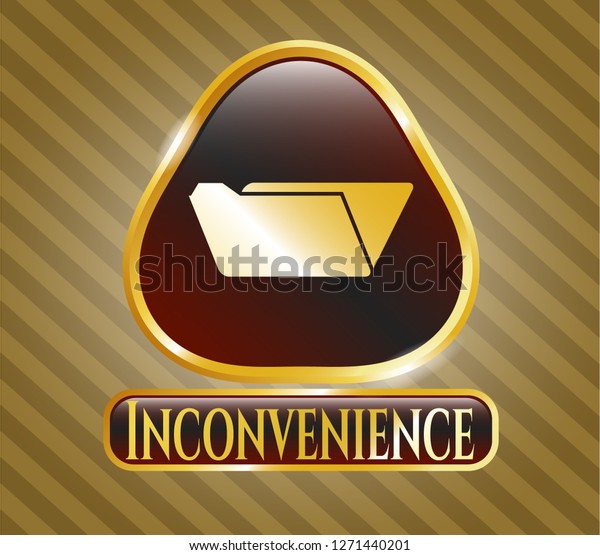 Gold Emblem Badge Folder Icon Inconvenience Stock Vector (Royalty Free ...