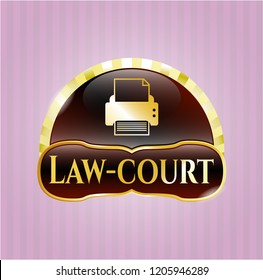 Gold Emblem Badge Printer Icon Lawcourt Stock Vector (Royalty Free ...