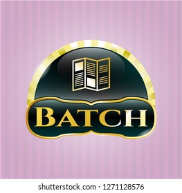 Gold Emblem Brochure Icon Batch Text: vector de stock (libre de ...