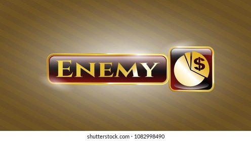 Gold Emblem Chart Icon Enemy Text: vector de stock (libre de regalías ...