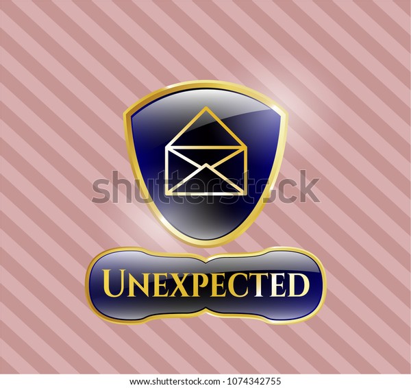 Gold Emblem Envelope Icon Unexpected Text Stock Vector (Royalty Free ...