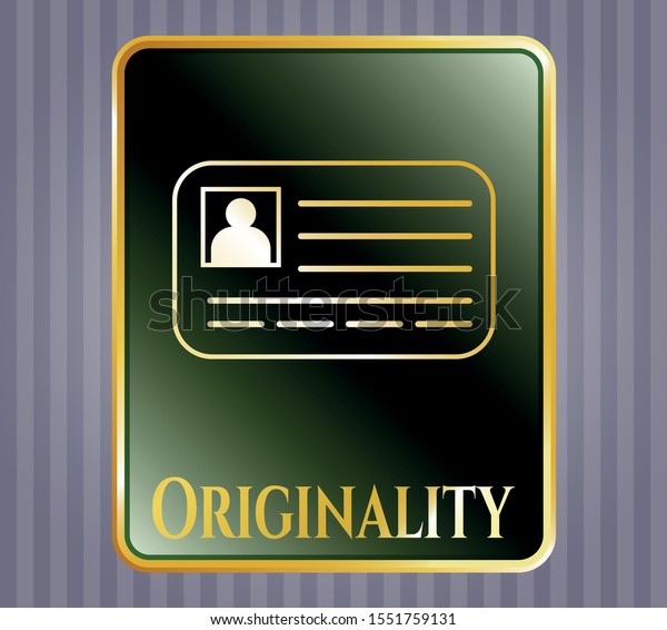 Gold Emblem Identification Card Icon Originality Stock Vector (Royalty ...