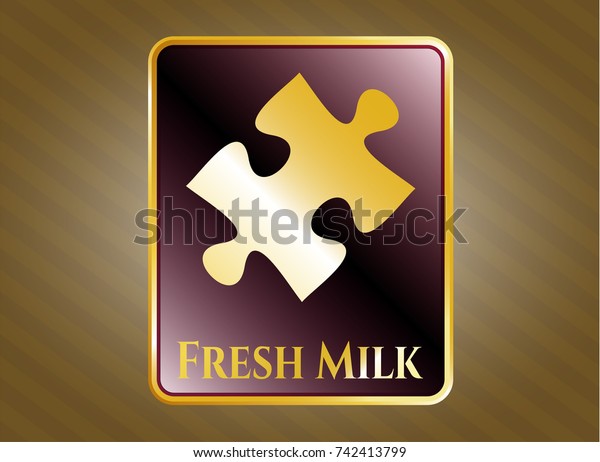 Gold Emblem Jigsaw Puzzle Piece Icon Stock Vector (Royalty Free ...