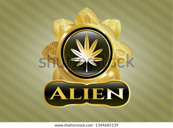 Gold Emblem Marijuana Leaf Weed Icon Stock Vector (Royalty Free) 1344685139