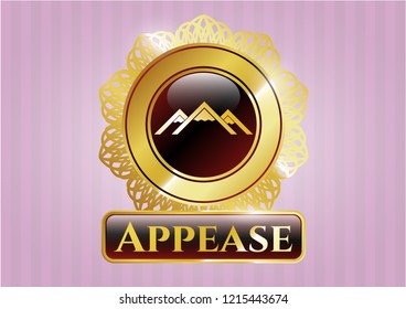 Gold Emblem Mountain Icon Appease Text Stock Vector (Royalty Free ...