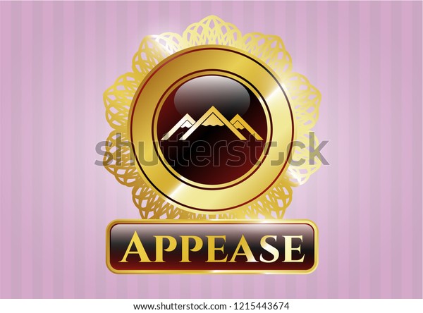 Gold Emblem Mountain Icon Appease Text Stock Vector (Royalty Free ...