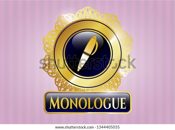 Gold Emblem Pen Icon Monologue Text Stock Vector (Royalty Free ...