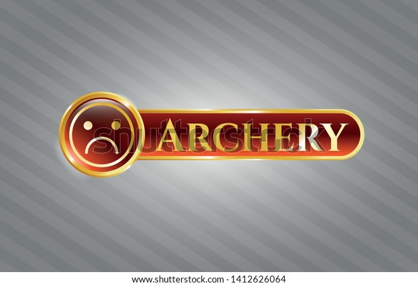 Gold Emblem Sad Face Icon Archery Stock Vector (Royalty Free ...