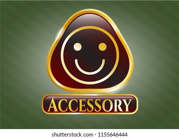Gold Emblem Badge Smiley Face Icon Stock Vector (Royalty Free) 1155574324