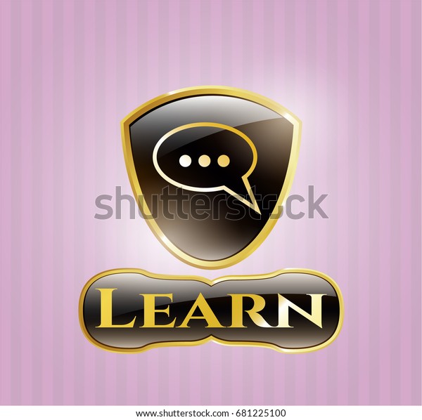 Gold Emblem Speech Bubble Icon Learn Stock Vector (Royalty Free ...