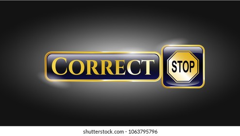 Gold Emblem Stop Icon Correct Text Stock Vector (Royalty Free ...