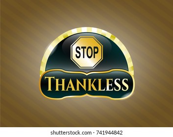 Gold Emblem Stop Icon Thankless Text Stock Vector (Royalty Free ...