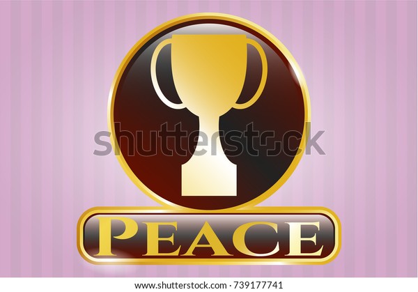 Gold Emblem Trophy Icon Peace Text Stock Vector (Royalty Free ...