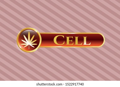 Gold Emblem Weed Leaf Icon Cell Stock Vector (Royalty Free) 1522917740 ...