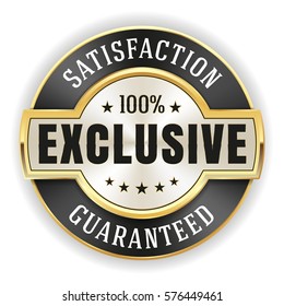 Gold Exclusive Badge Button Black Border Stock Vector (Royalty Free ...