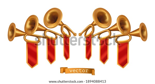 Gold Fanfare 3d Vector Realistic Icon Stock Vector (Royalty Free ...