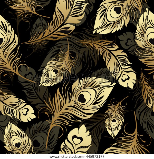 Gold Feathers Seamless Pattern Rich Luxury Stock Vector (Royalty Free ...