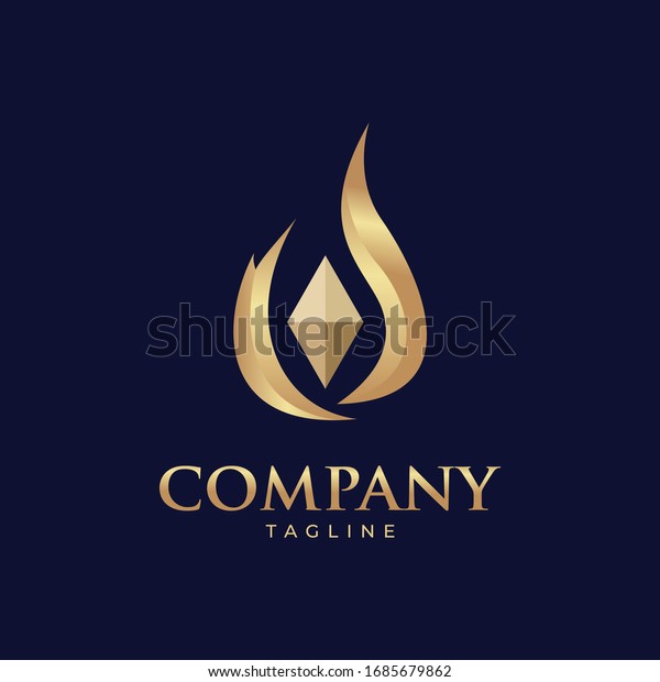 Gold Fire Flame Diamond Luxury Blue Stock Vector (Royalty Free ...