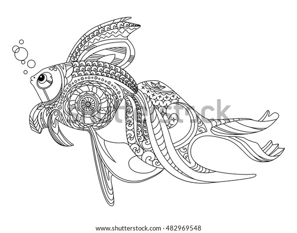Gold Fish Coloring Book Vector Illustration Stock Vector (Royalty Free ...