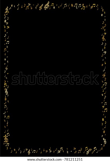 Gold Flying Musical Notes Border Isolated Stock Vector (Royalty Free ...