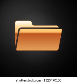Gold Folder Icon Isolated On Black Stock Vector (Royalty Free ...