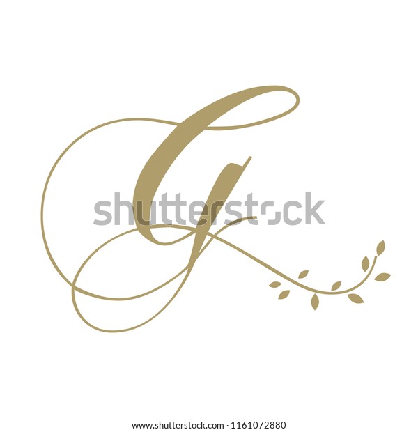 Gold Foliage Script Letter G Stock Vector (Royalty Free) 1161072880