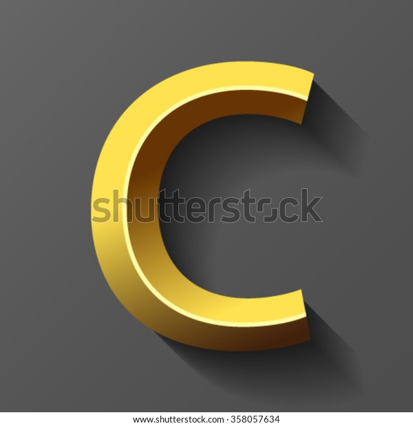 Gold Font Bevel Letter C Vector Stock Vector (Royalty Free) 358057634 ...
