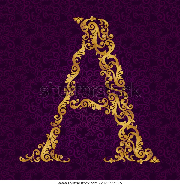 Gold Font Type Letter Uppercase Vector Stock Vector (Royalty Free ...