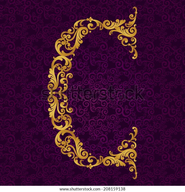 Gold Font Type Letter C Uppercase Stock Vector (Royalty Free) 208159138