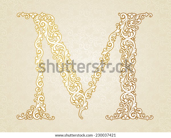Gold Font Type Letter M Uppercase Stock Vector (Royalty Free) 230037421