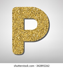 Gold Font Type Letter P Uppercase Stock Vector (Royalty Free) 342892268