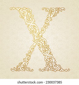 Gold Font Type Letter X Uppercase Stock Vector (Royalty Free) 230037385 ...