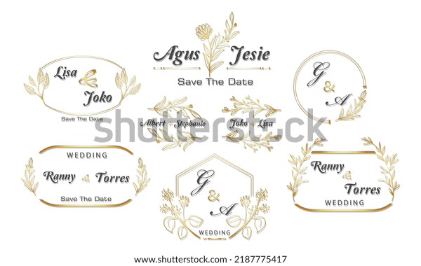 Gold Frame Decor Set Vintage Calligraphy Stock Vector (Royalty Free ...