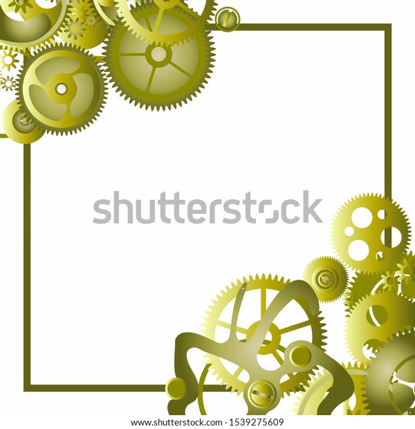 Gold Frame Details Clockwork Reminder Time: vector de stock (libre de ...