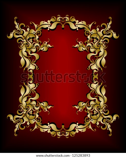 Gold Frame On Dark Red Background Stock Vector (Royalty Free) 125283893 ...