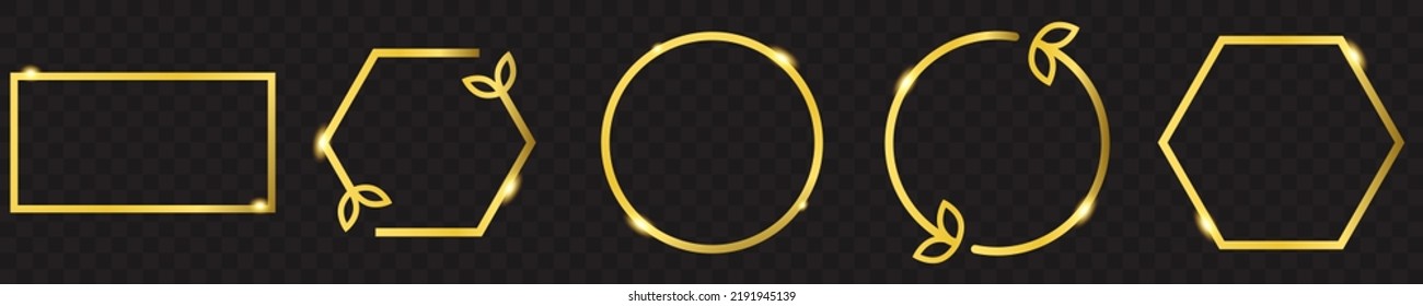 Gold Frames Illustration Collection Glow Shiny Stock Vector (Royalty ...