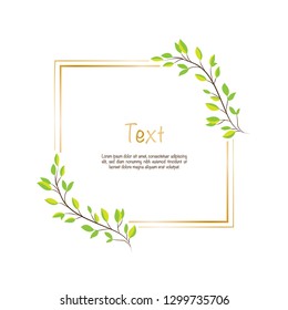 Gold Geometric Frame Square Plant Vector Stock Vector (Royalty Free ...