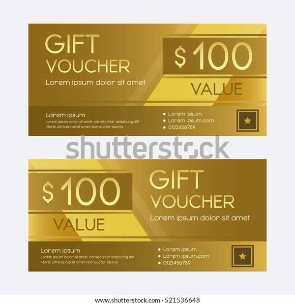 Gold Gift Voucher Design Template Present Stock Vector (Royalty Free ...