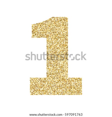 Gold Glitter Alphabet Number 1 Ideal Stock Vector (Royalty Free ...