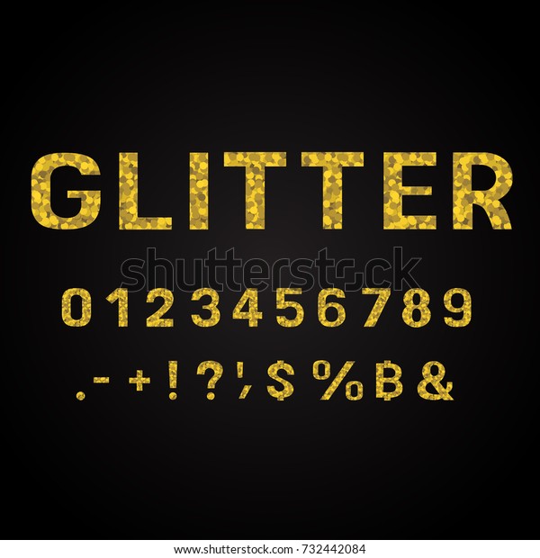 Gold Glitter Alphabet Numbers Vector Illustration Stock Vector (Royalty ...