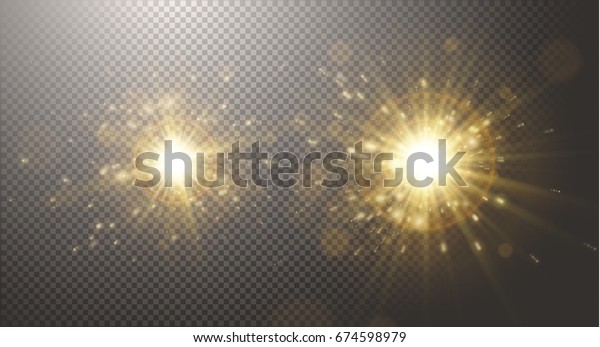 Gold Glitter Dust Sun Ray Light Stock Vector (Royalty Free) 674598979 ...