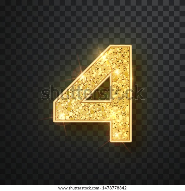 Gold Glitter Numbers Four Shadow Vector Stock Vector (Royalty Free ...