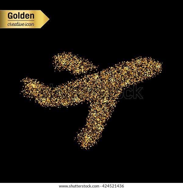 Gold Glitter Vector Icon Airplane Isolated Stock Vector (Royalty Free ...